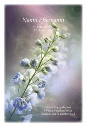 Programkort Riddarsporre - Väddö Begravningsbyrå AB