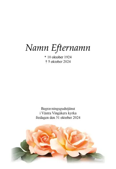 Programkort Silkros - Väddö Begravningsbyrå AB