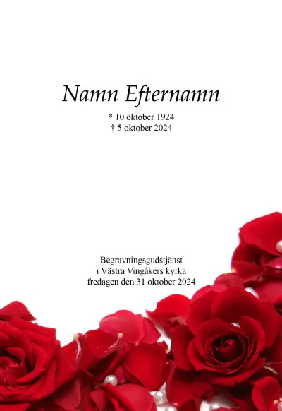 Programkort Röd roskant - Väddö Begravningsbyrå AB