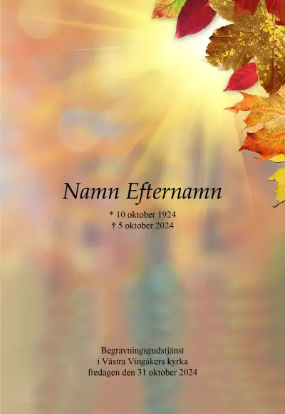 Programkort Höstlöv - Väddö Begravningsbyrå AB