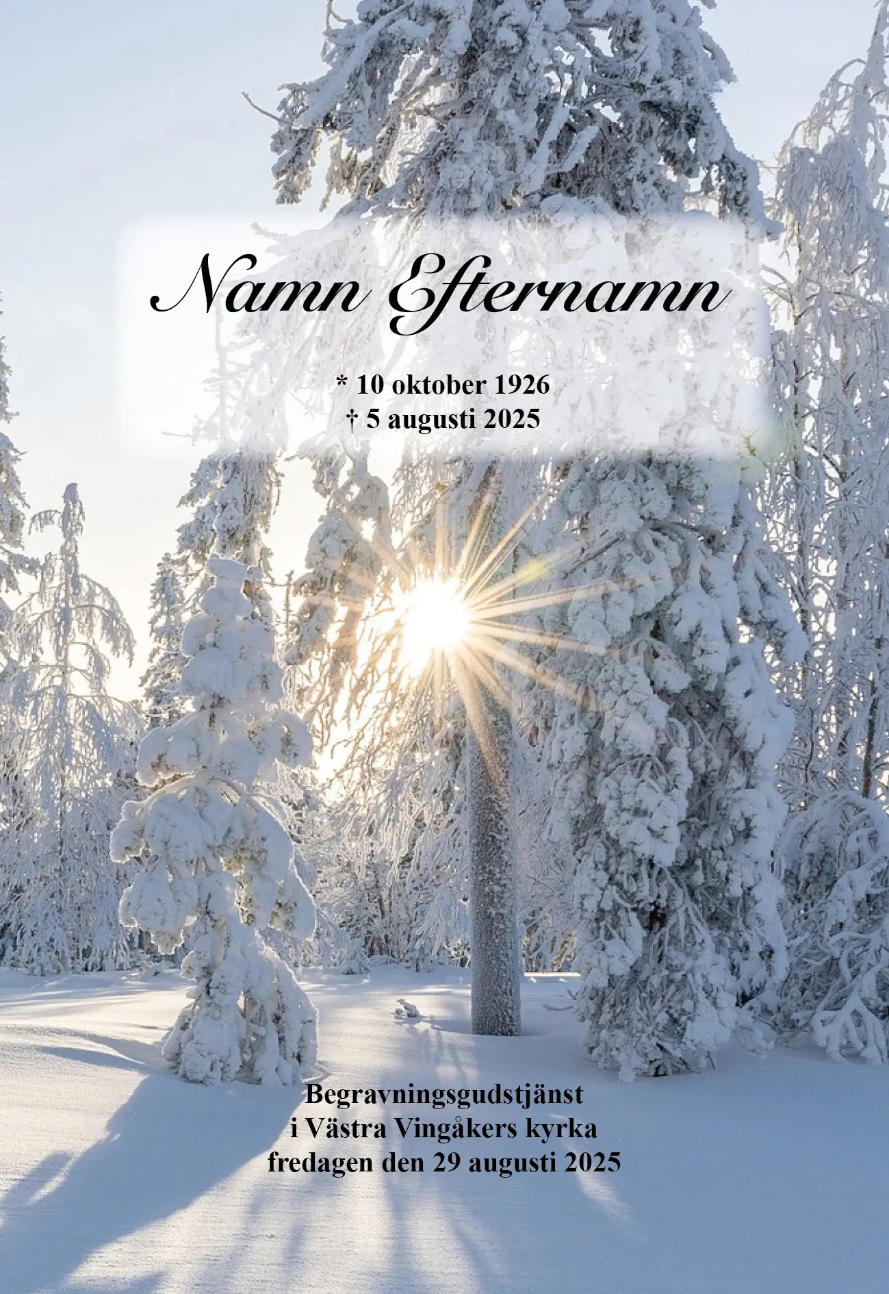 Programkort Vinter - Väddö Begravningsbyrå AB