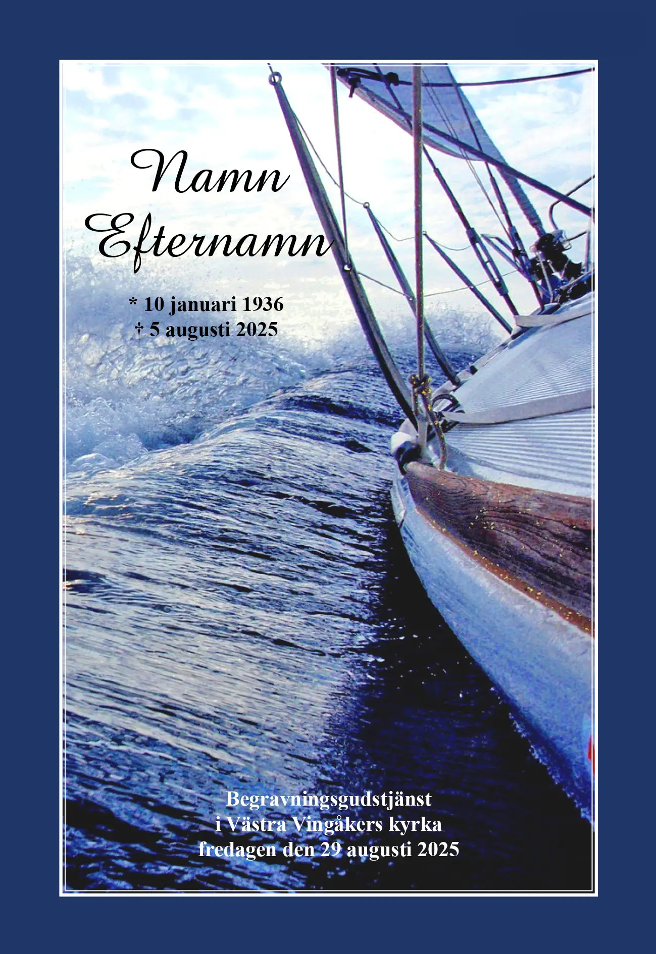 Programkort Marint - Väddö Begravningsbyrå AB